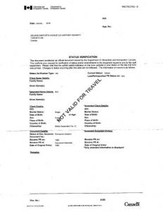 Record of Landing What is a Verification of Status