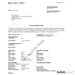 What is a Verification of Status - Record of Landing